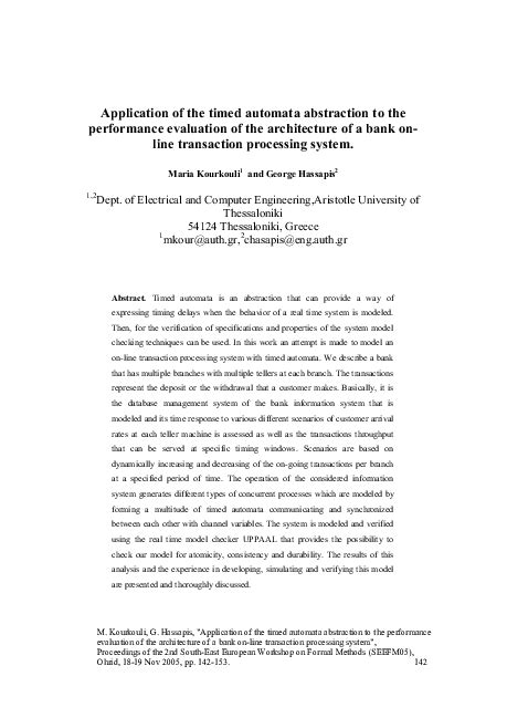 Pdf Application Of The Timed Automata Abstraction To The Performance Evaluation Of The