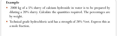 Example 2000 Kg Of A 5 Slurry Of Calcium StudyX