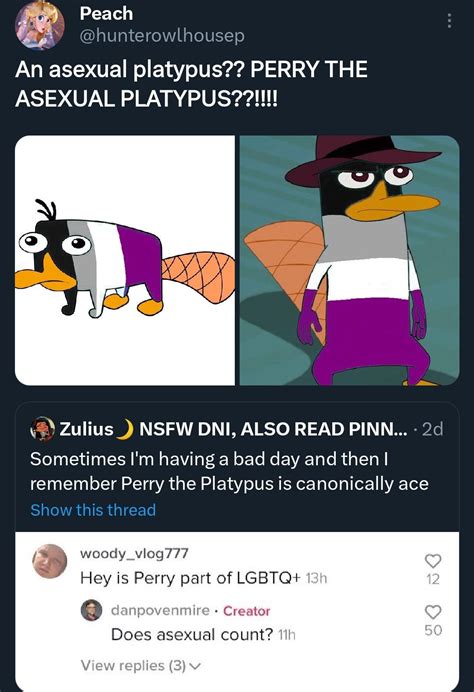 Friendly Reminder That Perry The Platypus Is Confirmed To Be Asexual