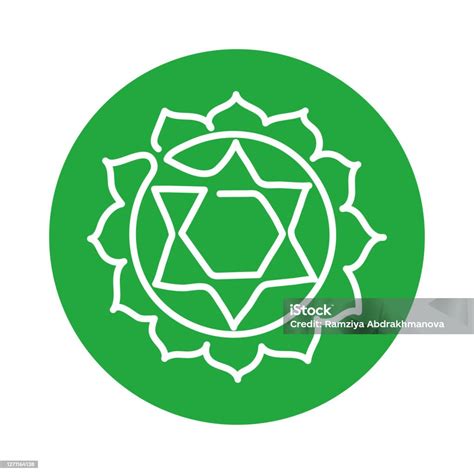 아나하타 아이콘 한 줄 네 번째 심장 차크라 벡터 녹색 선 기호입니다 신성한 표지판 명상 기치료에 대한 스톡 벡터 아트 및 기타