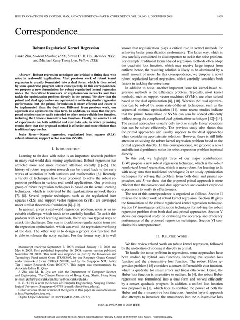 Pdf Robust Regularized Kernel Regression