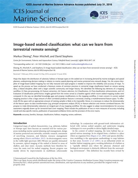 Pdf Image Based Seabed Classification What Can We Learn From Terrestrial Remote Sensing
