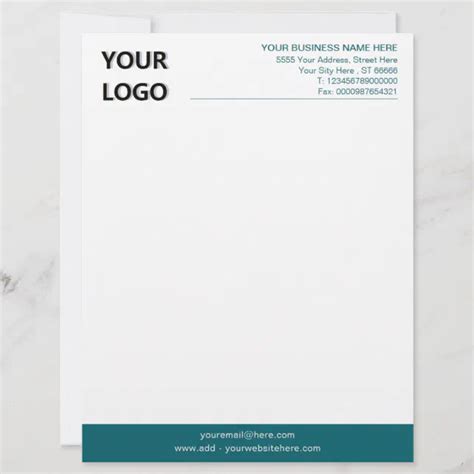 Custom Colors Modern Business Letterhead With Logo Zazzle