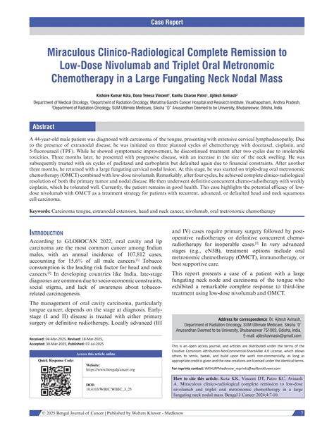 Miraculous Clinico Radiological Complete Remission To Low Dose
