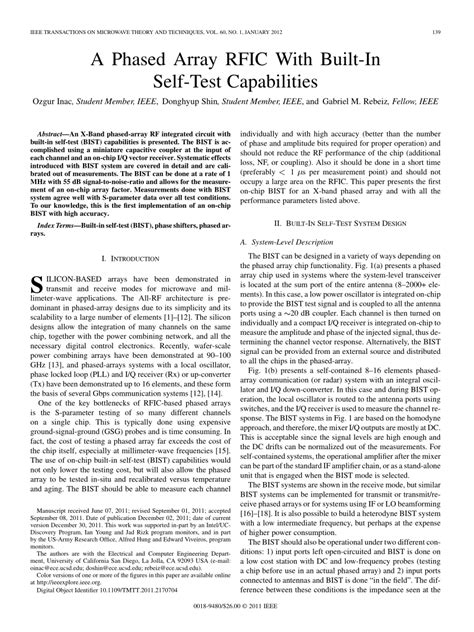 Pdf A Phased Array Rfic With Built In Self Test Capabilities