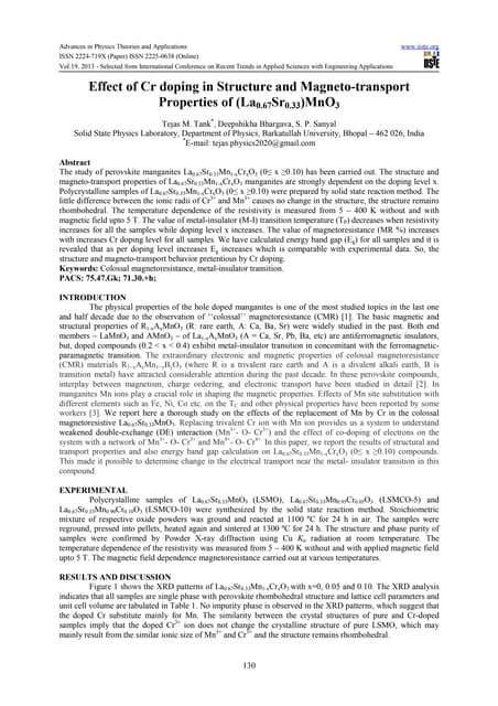 Effect Of Cr Doping In Structure And Magneto Transport Properties Of