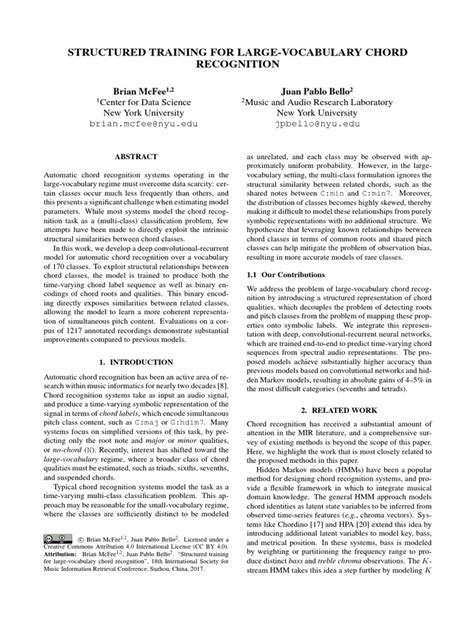 2017 Structured Training For Large Vocabulary Chord Recognition Pdf