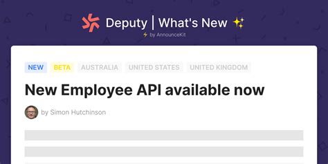 New Employee Api Available Now Deputy Deputy Whats New