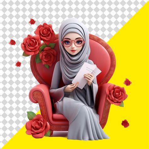 Premium Psd Hijab Girl Character