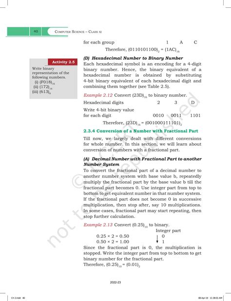 Ncert Book For Class 11 Computer Science Chapter 2 Encoding Schemes And