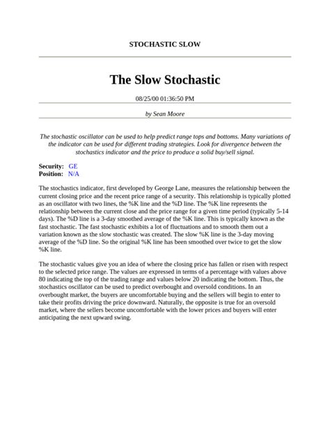 Stochastic Slow Pdf Prices