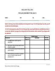 Biol Lab Pre Lab Assignment F Pdf BIOL Fall Pre Lab Assignment For