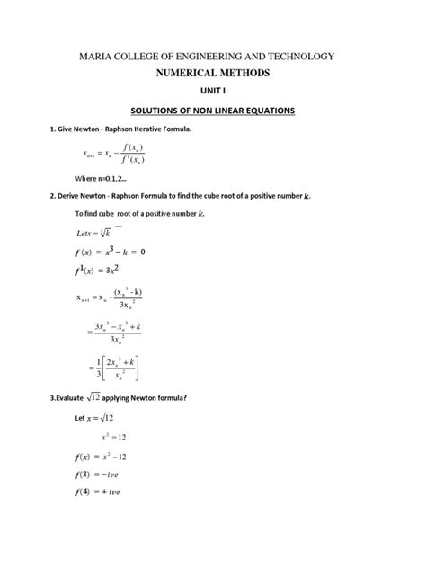 Numerical Methods Pdf Mathematical Relations Computational Science