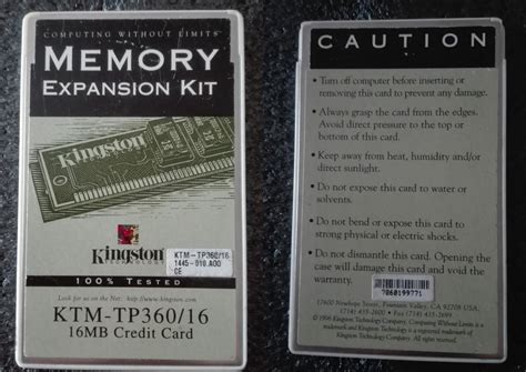 16MB Kingston Memory Expansion Kit I Pro IBMThinkPad 5V PCMCIA DRAM Aukro