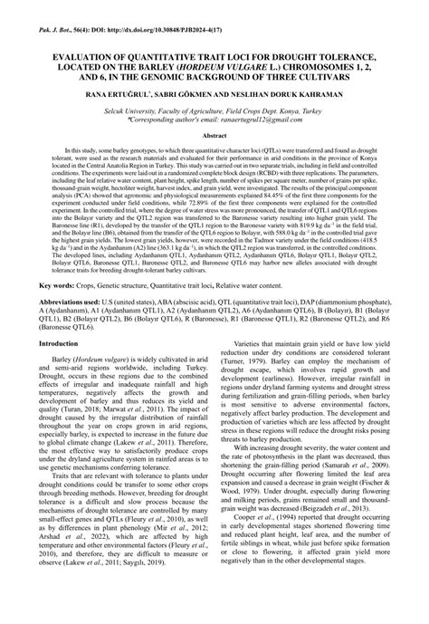 Pdf Evaluation Of Quantitative Trait Loci For Drought Tolerance