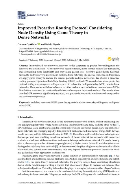 Pdf Improved Proactive Routing Protocol Considering Node Density