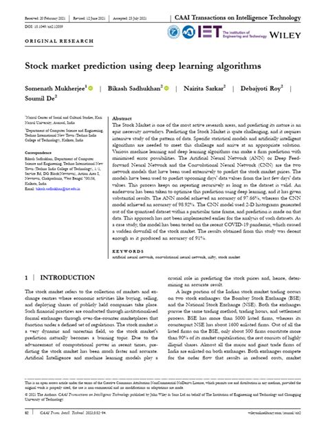 Stock Market Prediction Using Deep Learning Algori Pdf Artificial