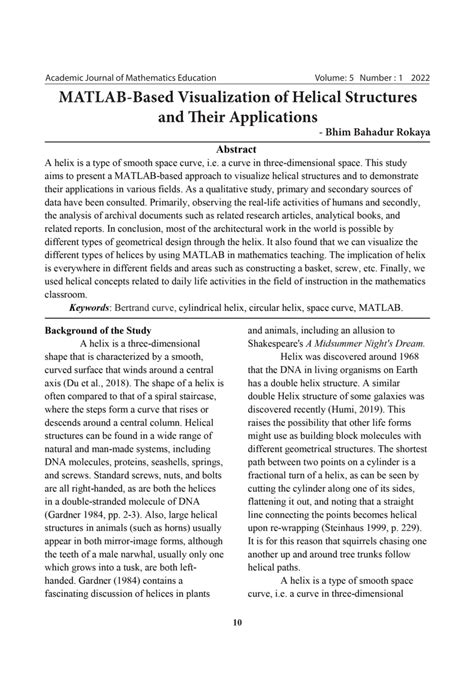 pdf matlab based visualization of helical structures and their