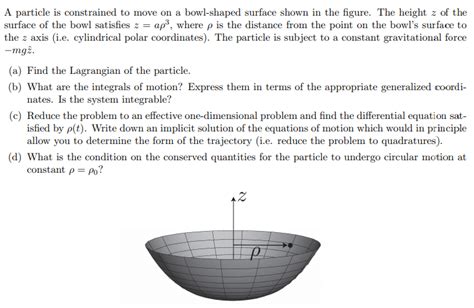 Solved A Particle Is Constrained To Move On A Bowl Shaped