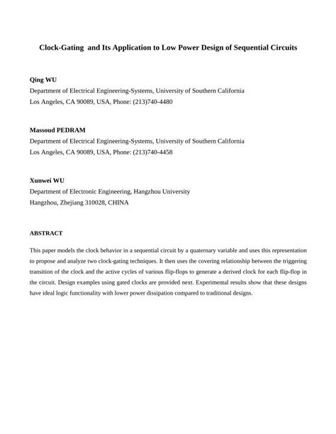 Pdf Clock Gating And Its Application To Low Power Design Of · Pdf Fileclock Gating And Its