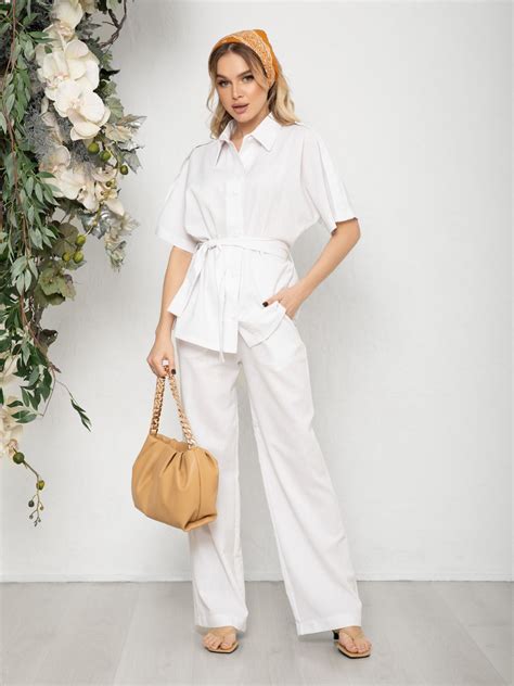 Белый коттоновый брючный костюм 12590 за 1220 грн: купить из коллекции ...