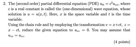 Solved The Second Order Partial Differential Equation