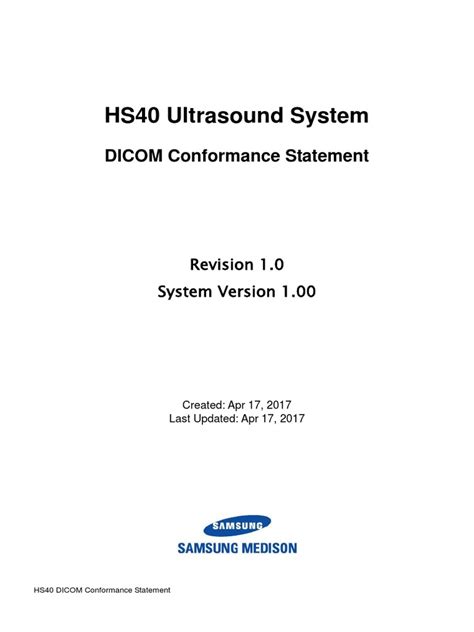 Hs40 Dicom Conformance Statement Pdf