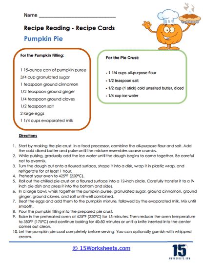 Reading A Recipe Worksheets 15 Worksheets Library
