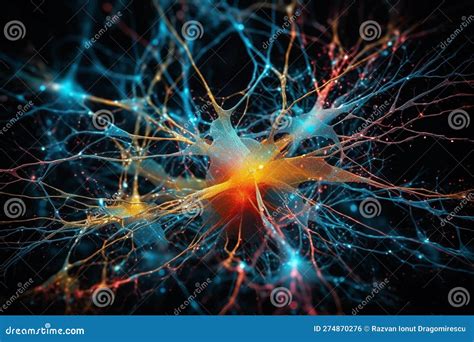 Communication Between Neurons Via Synapses The Neurons Are Shown As Vibrant Colorful Cells With