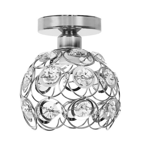 Yansun 1 Light Chrome Crystal Semi Flush Mount Ceiling Light Fixture