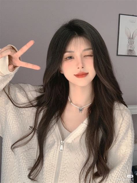 Long Hair With Bangs Long Hair Cuts Medium Long Haircuts Cool Girl Korean Haircut Peach