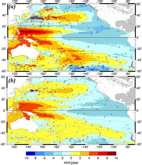 A Observed Altimetry Based Sea Level Spatial Trend Pattern And B