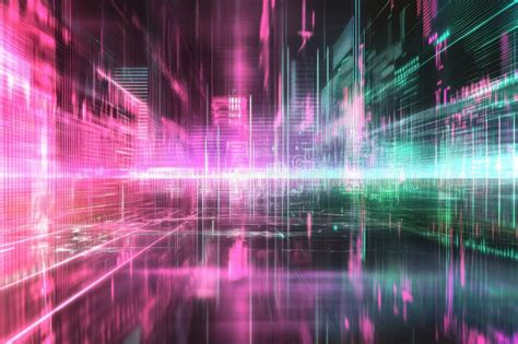 An Abstract Digital Background With Bold Glowing Waveforms In Pink