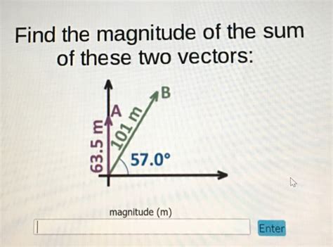 Solved Find The Magnitude Of The Sum Of These Two Vectors Chegg Com
