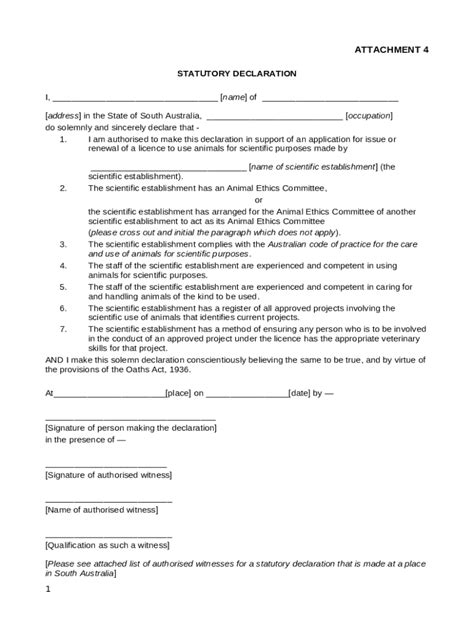 STATUTORY DECLARATION State Of South Australia Doc Template PdfFiller