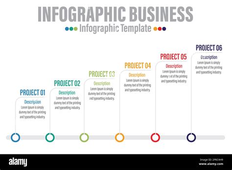 6project 6months 6yearmodern Timeline Diagram With Progress Circle Presentation Vector