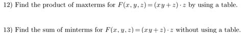 solved find the product of ﻿maxterms for