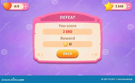 Defeat Gui Kit Casual Assets For A Game Mobile A Set Of User Interface Elements And Pop Ups