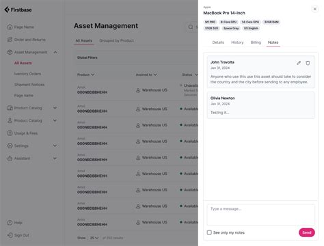 Adding Notes To An Asset Firstbase