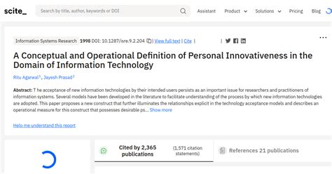 A Conceptual And Operational Definition Of Personal Innovativeness In The Domain Of Information