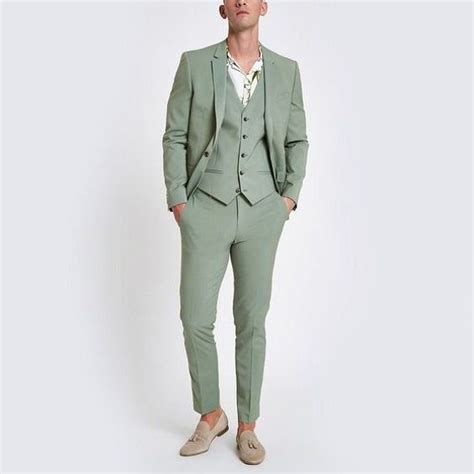Men Suit Light Green 3 Piece Beach Wedding Suit Groom Wear Suits