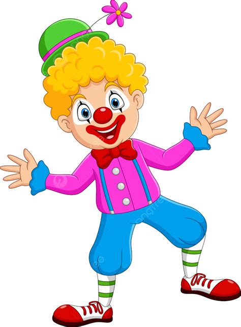 Cartoon Happy Clown Waving Hand Clown Cheerful Colorful Png And