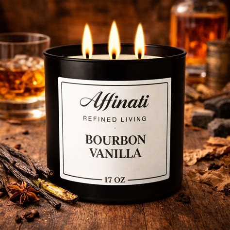 Bourbon Vanilla 3 Wick Candle Warm Vanilla Soy Candle Affinati