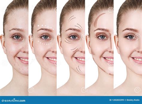 Woman Applying Makeup By Steps Stock Image Image Of Makeup Blush