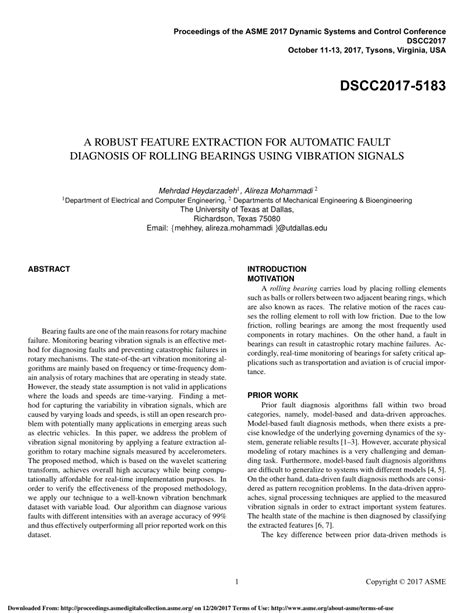 Pdf A Robust Feature Extraction For Automatic Fault Diagnosis Of Rolling Bearings Using