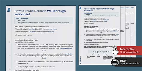Rounding To A Given Number Of Decimal Places Walkthrough Worksheet