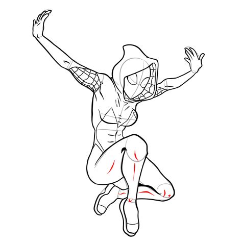 How To Draw Spider Gwen In A Jump Sketchok