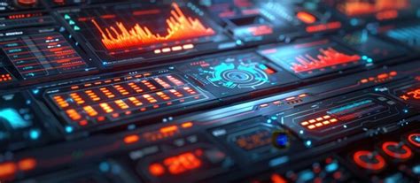 A Hightech Digital Interface Featuring Vibrant Data Visualizations Holographic Elements And