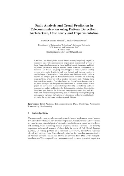 Pdf Fault Analysis And Trend Prediction In Telecommunication Using Pattern Detection