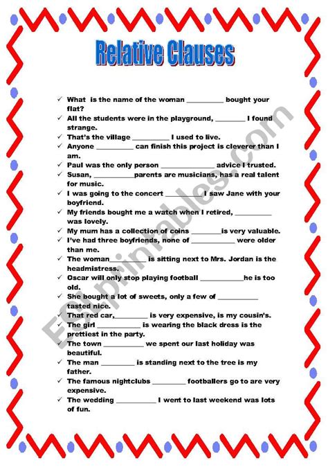 Relative Clauses Esl Worksheet By Lolain Relative Clauses Esl Worksheet By Lolain